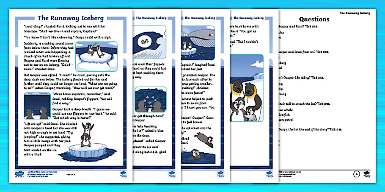 Editable Year 1 The Runaway Iceberg Differentiated Reading Comprehension