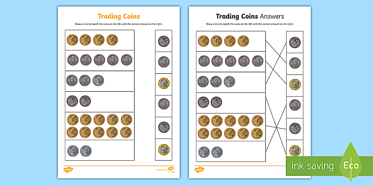 Trading Coins Worksheet / Worksheet (teacher made) - Twinkl