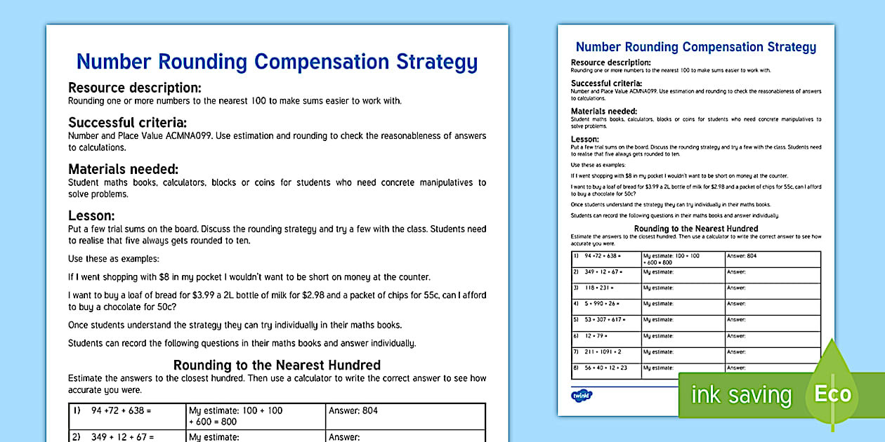 Compensation Strategy Maths | Primary Resource - Twinkl