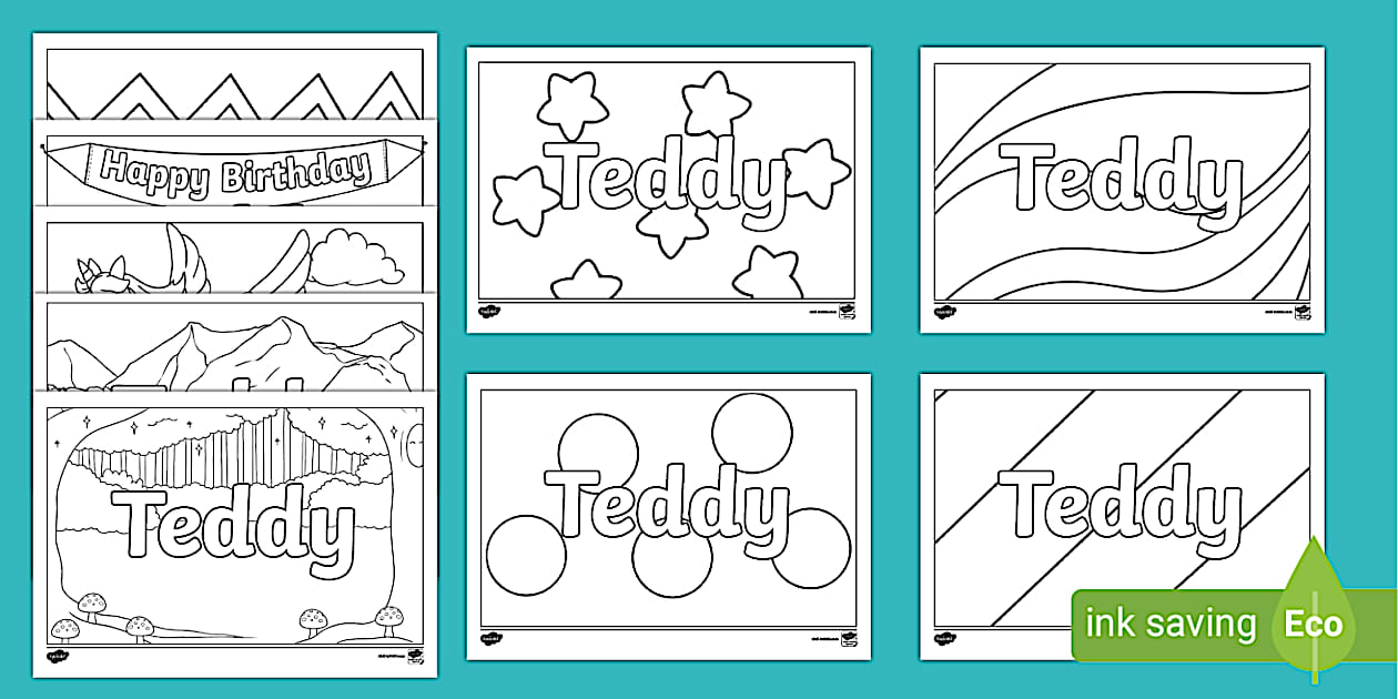 Teddy Name Simple Colouring Activity Sheets | Twinkl Colour