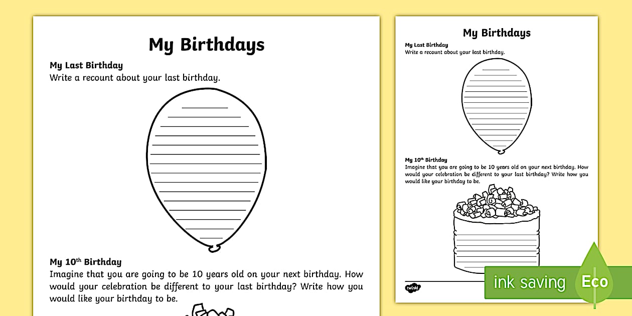 My Birthdays Writing Template