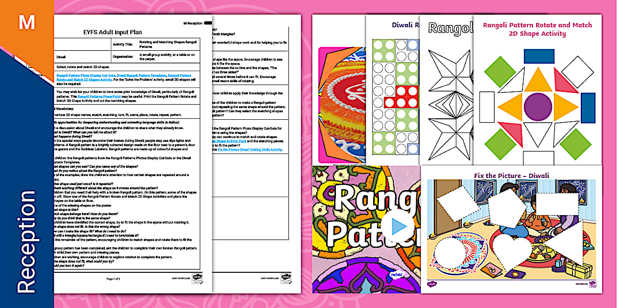 EYFS Rotating and Matching Shapes Rangoli Adult Input Plan