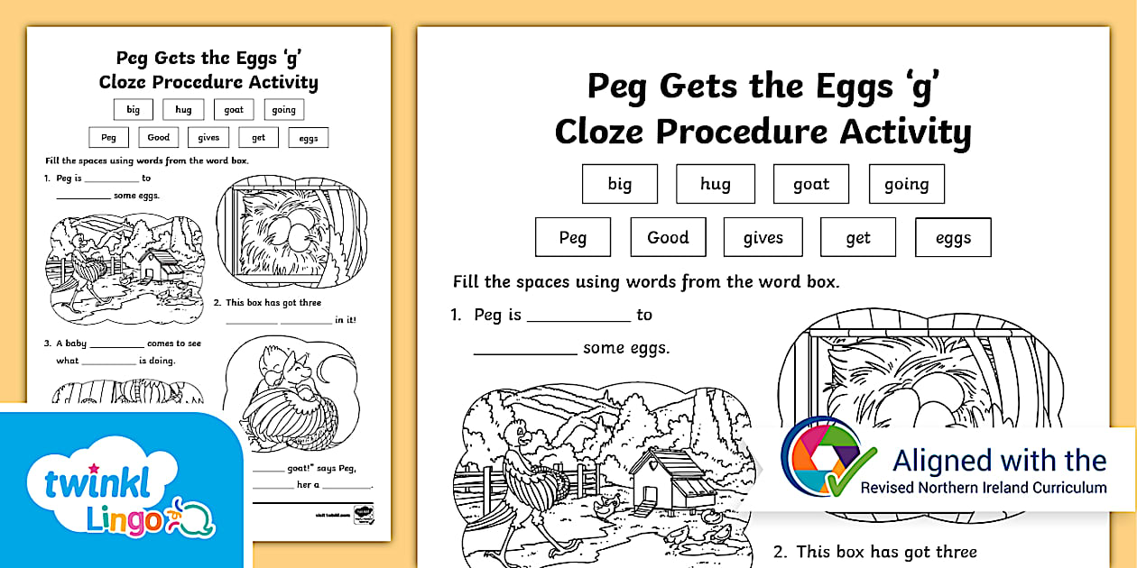 Peg Gets the Eggs 'g' Cloze Procedure Activity - Twinkl