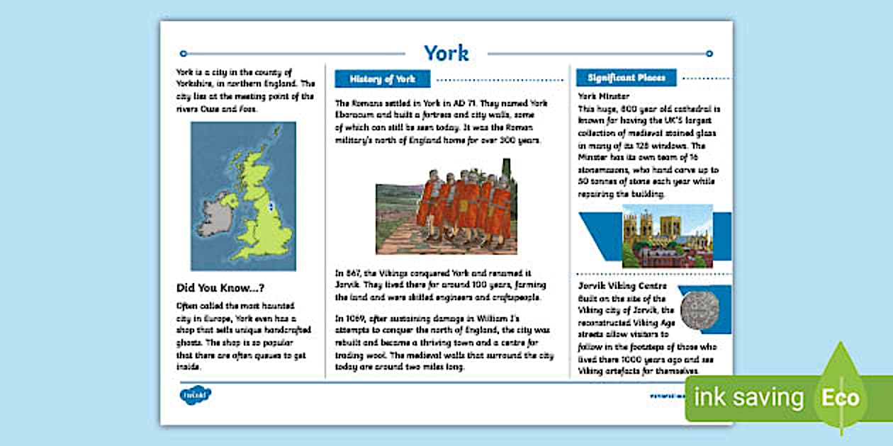 York Local History Fact File (teacher made) - Twinkl