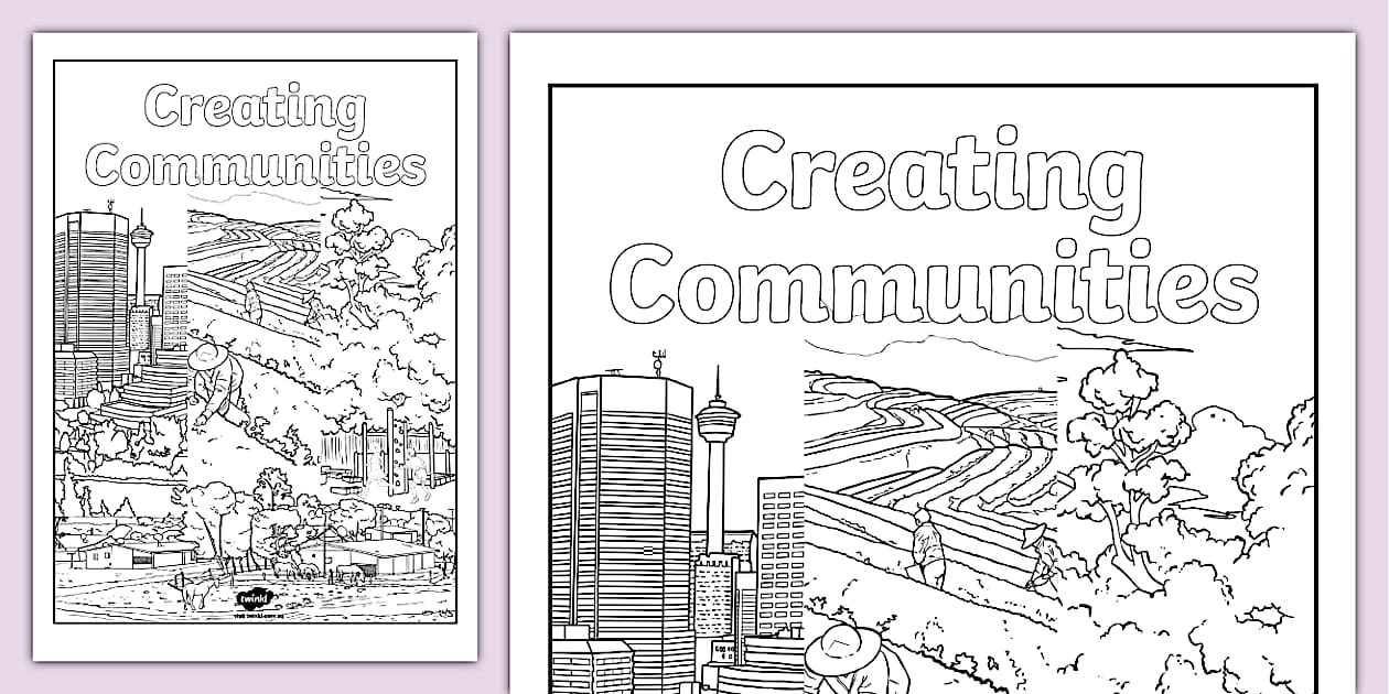 Creating Communities Year 3 IU Title Colouring Page - Twinkl