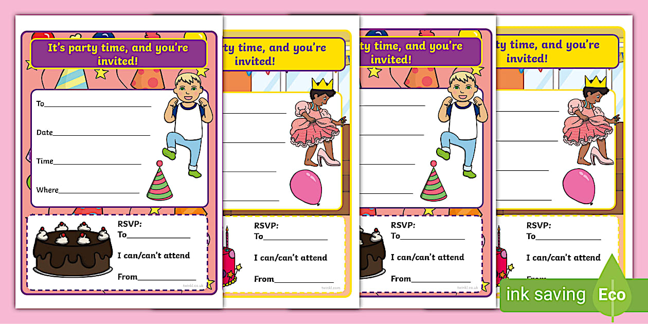 1st Birthday Party Invitations (Teacher-Made) - Twinkl