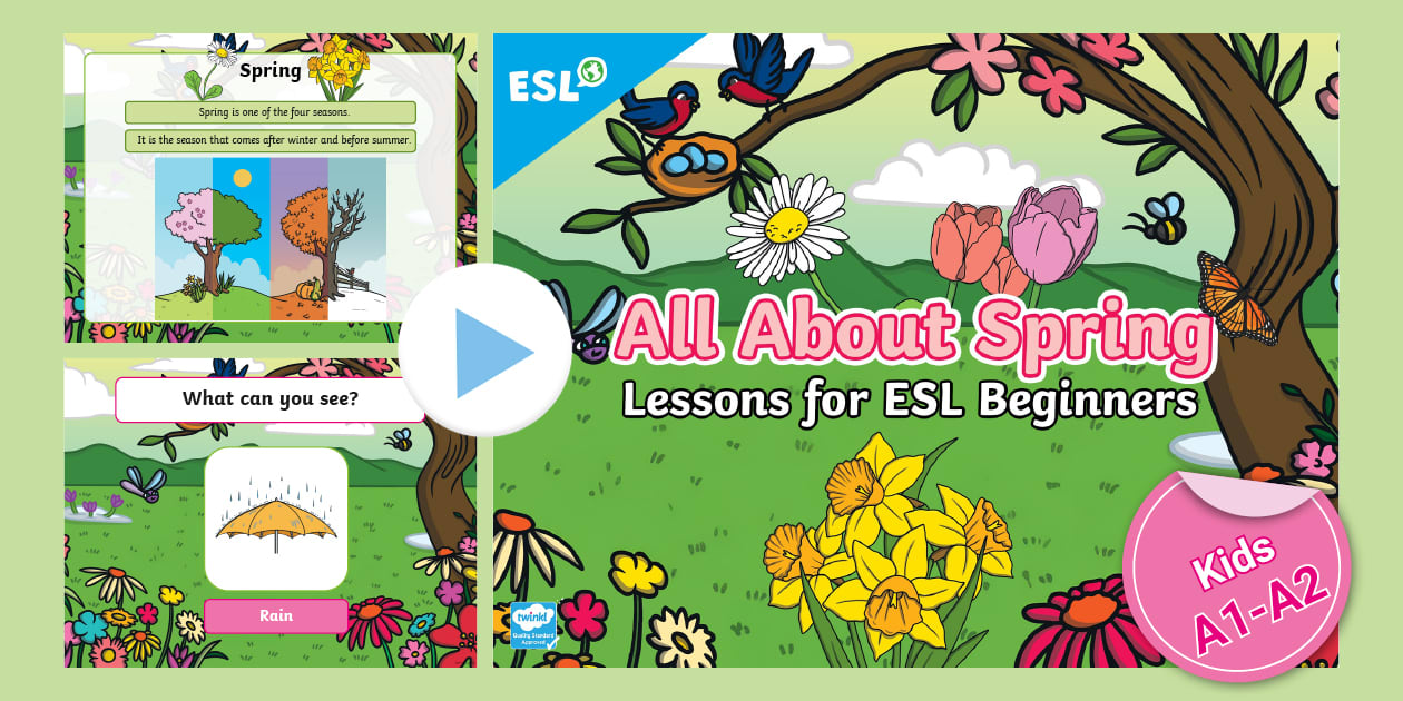 ESL 'All About Spring' Powerpoint Lesson [Kids, A1-A2]