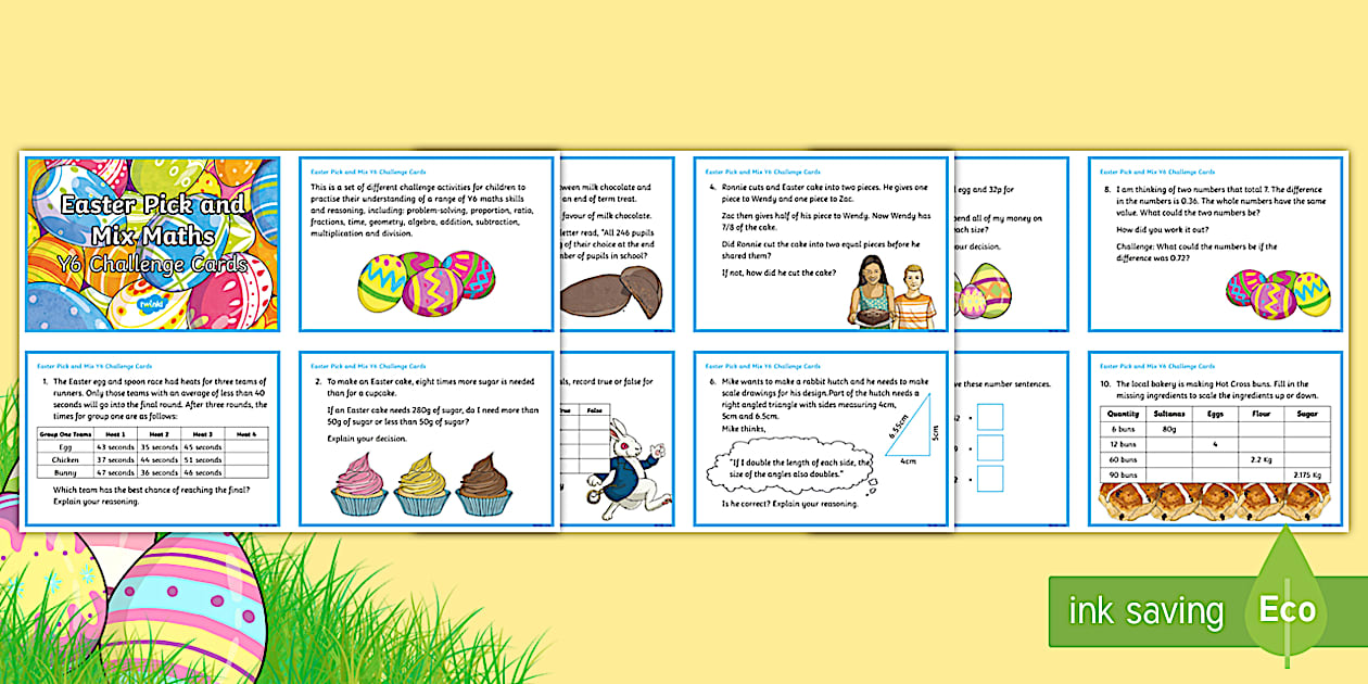 Year 6 Easter Pick and Mix Maths Challenge Cards - Twinkl