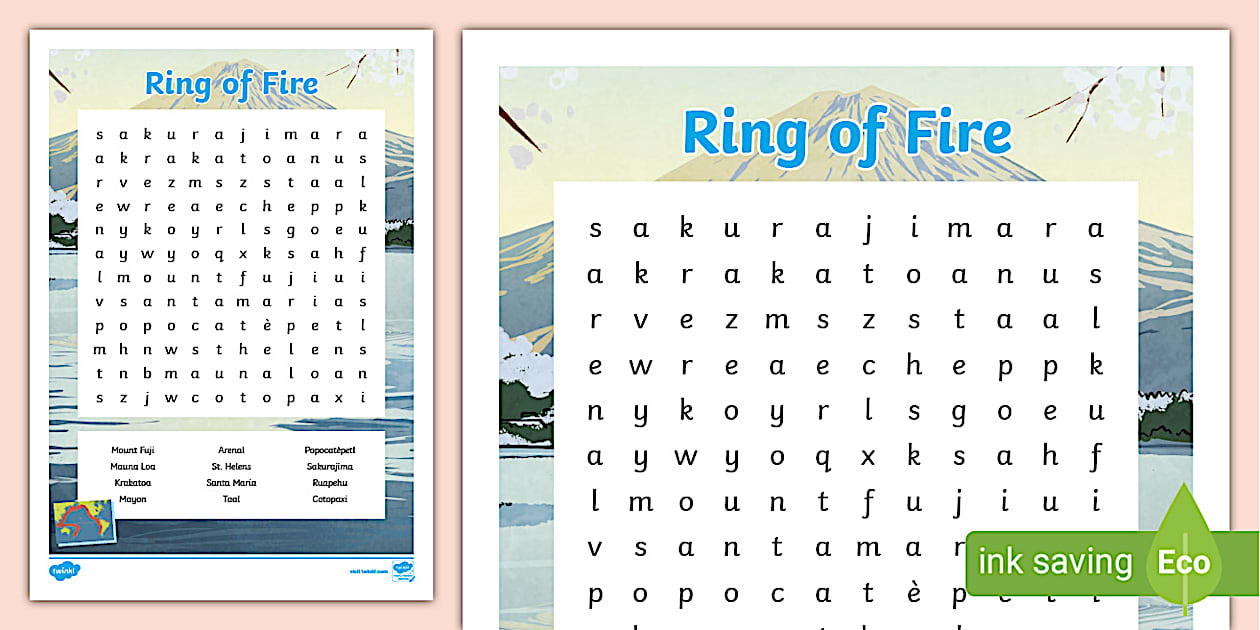 Ring of Fire Word Search (teacher made) - Twinkl