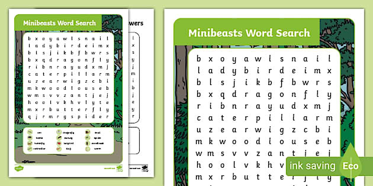 Minibeasts Wordsearch with Visual Support (teacher made)