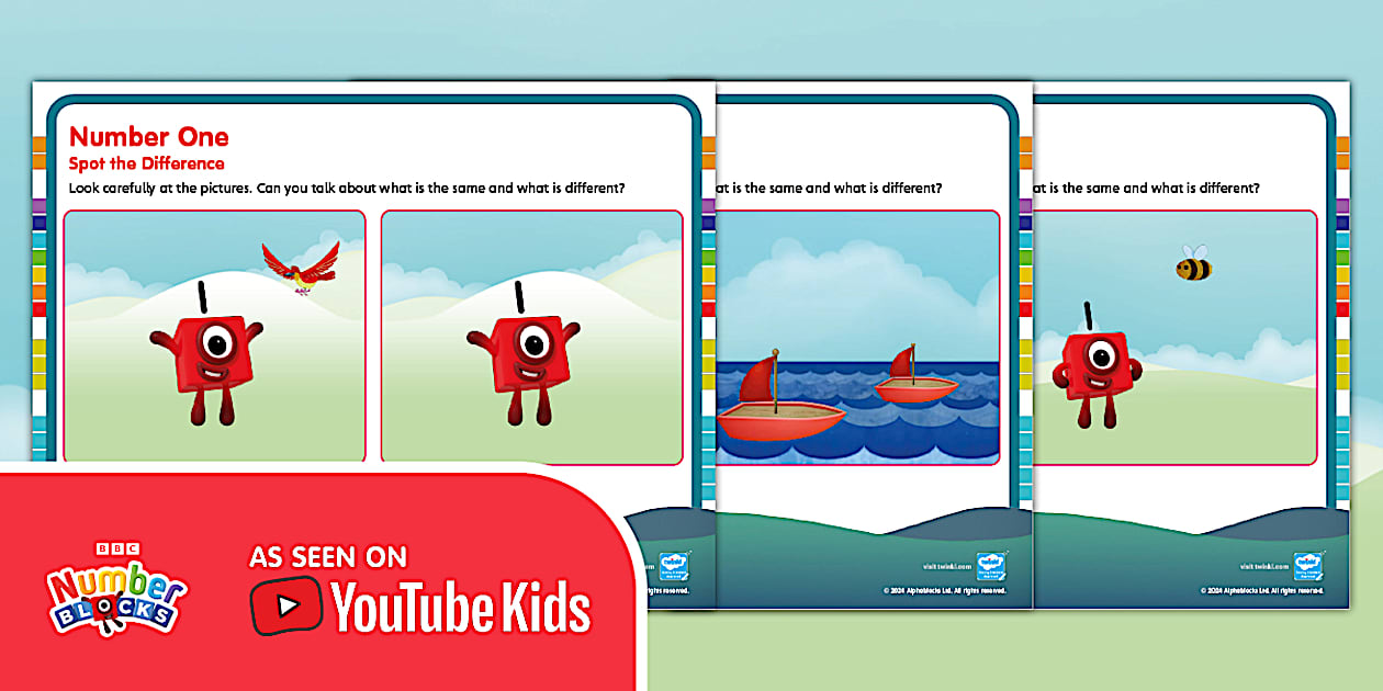 Numberblocks: Number 1 Spot the Difference Worksheet