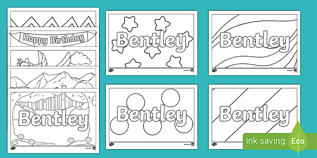 Bentley Name Simple Colouring Activity Sheets (teacher made)