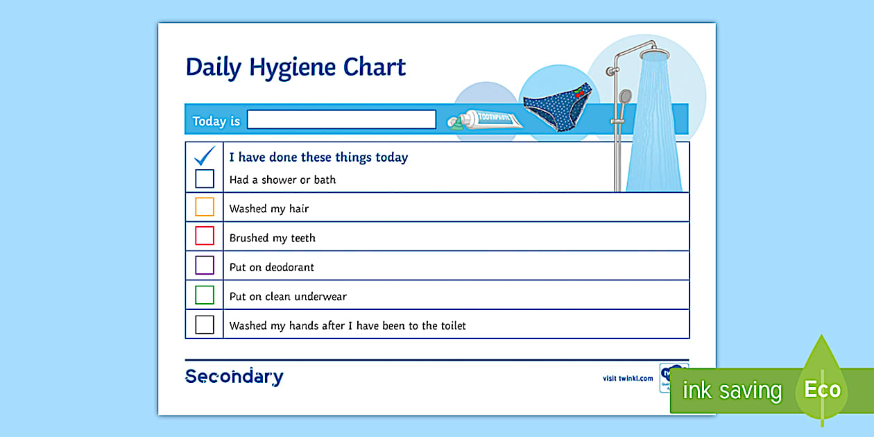 Daily Hygiene Chart | Easy to Print | Twinkl (Teacher-Made)