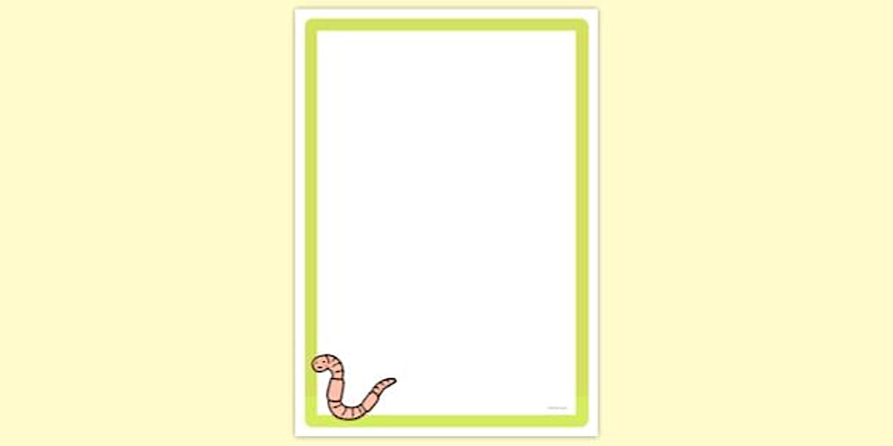 Cute Worm Minibeasts Page Border (teacher made) - Twinkl