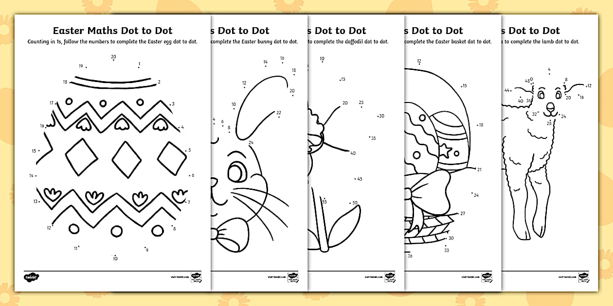 Easter Maths Dot-to-Dot Activity Sheets (teacher made)
