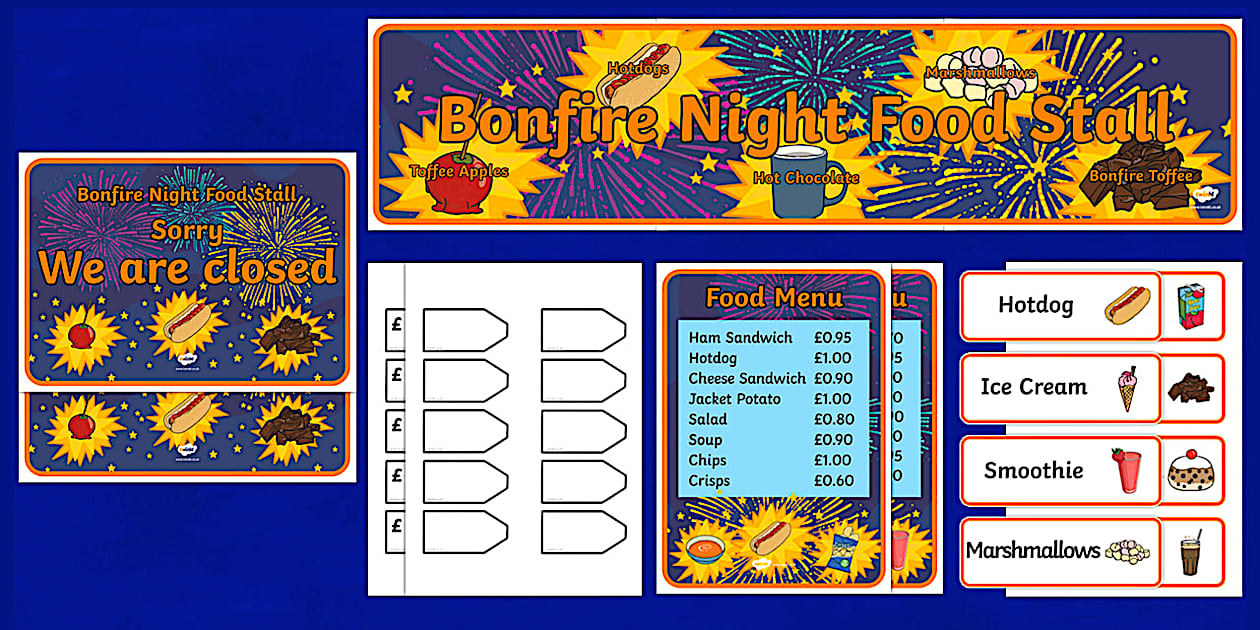 Bonfire Night Food Role Play Pack - KS1 - Bonfire Night