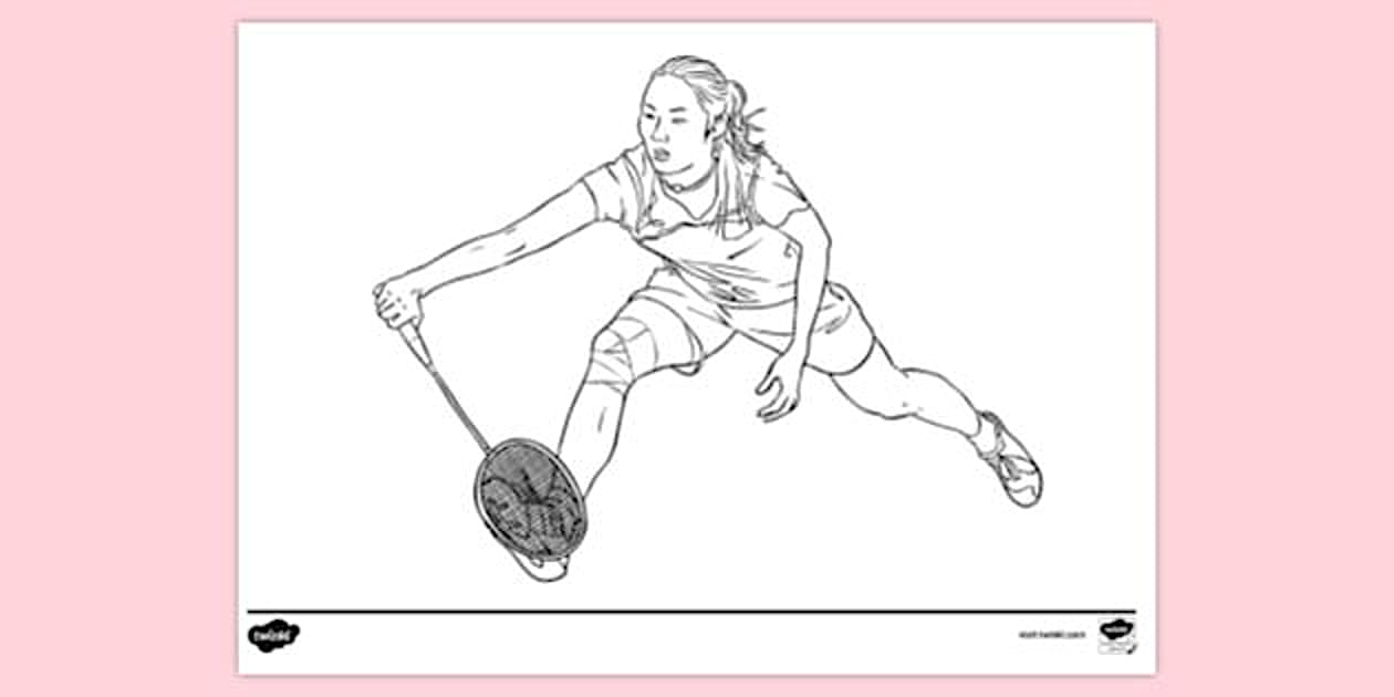 Badminton Player Wang Yihan Colouring Sheet | Colouring Sheets
