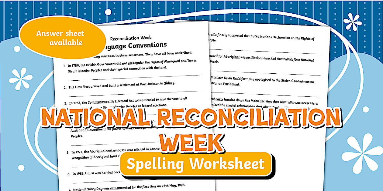 National Reconciliation Week Spelling Activity | Australia