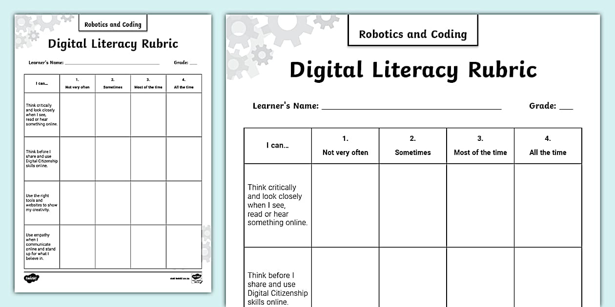 Robotics and Coding - Digital Literacy Rubric (teacher made)