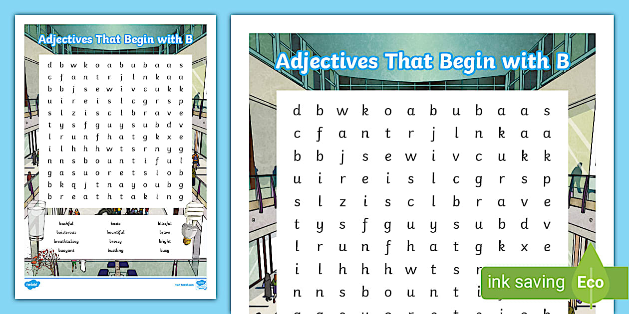 Adjectives That Begin with B Word Search - Twinkl