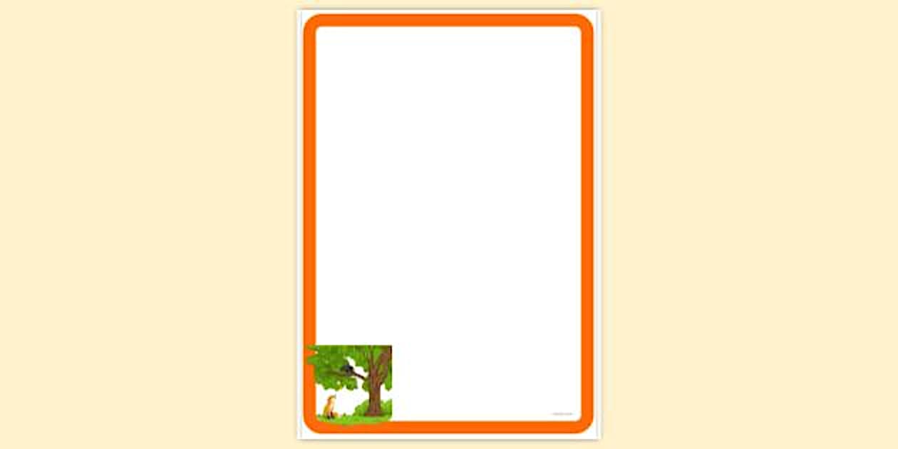 Crow dropping cheese fox looking up Page Border | Twinkl