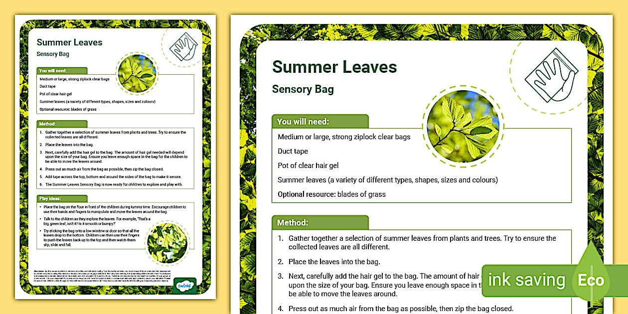 Summer Leaves Sensory Bag | Twinkl (teacher made) - Twinkl