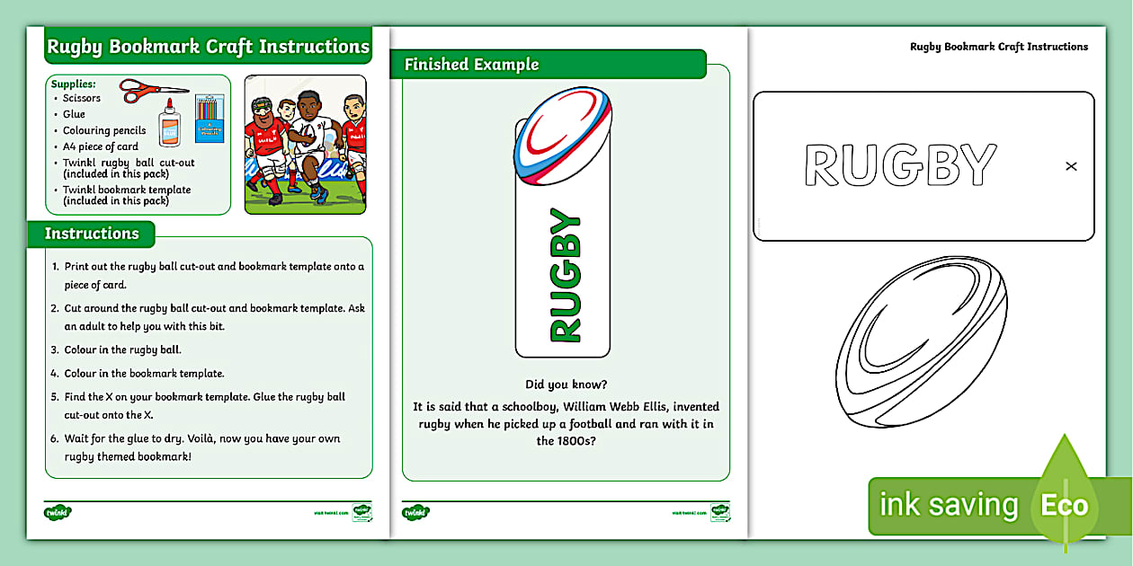 Rugby Bookmark Craft with Instructions | Twinkl | KS1