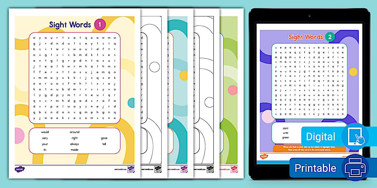 2nd Grade Word Search | Sight Words | Twinkl USA - Twinkl