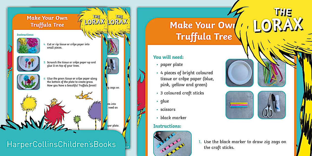 FREE! - Make Your Own Truffula Tree Craft Activity丨Dr Seuss