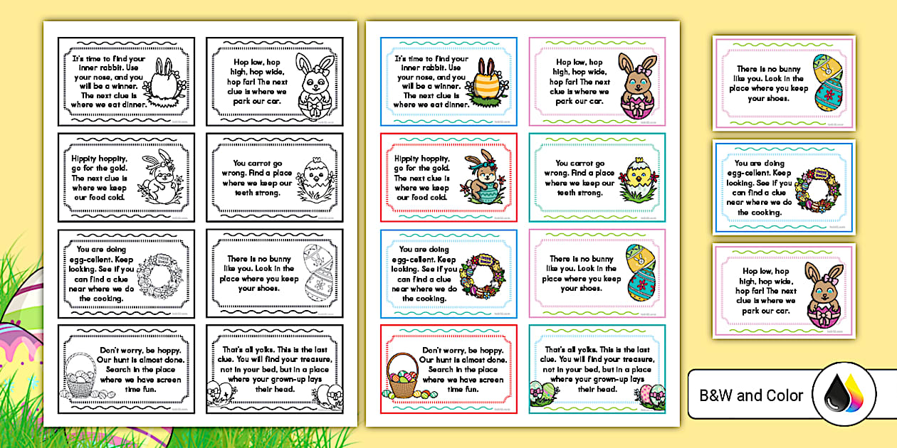 Easter Basket Treasure Hunt Clues (teacher made) - Twinkl