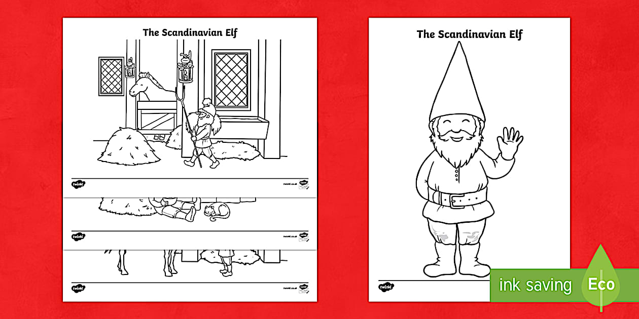 The Scandinavian Elf Colouring Pages (teacher made) - Twinkl
