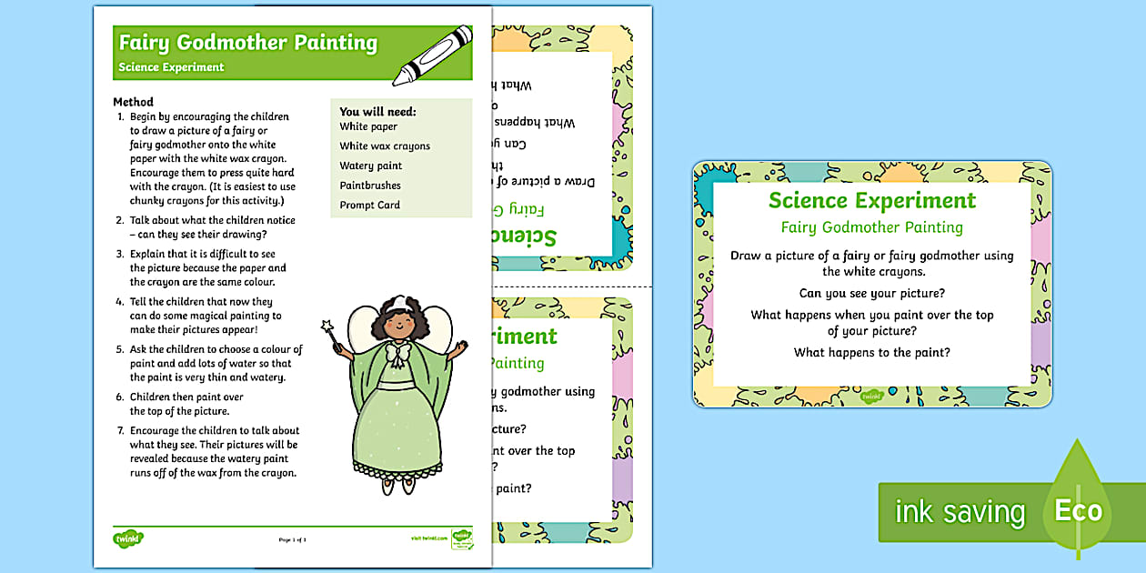 EYFS Fairy Godmother Painting Science Experiment and Prompt Card Pack