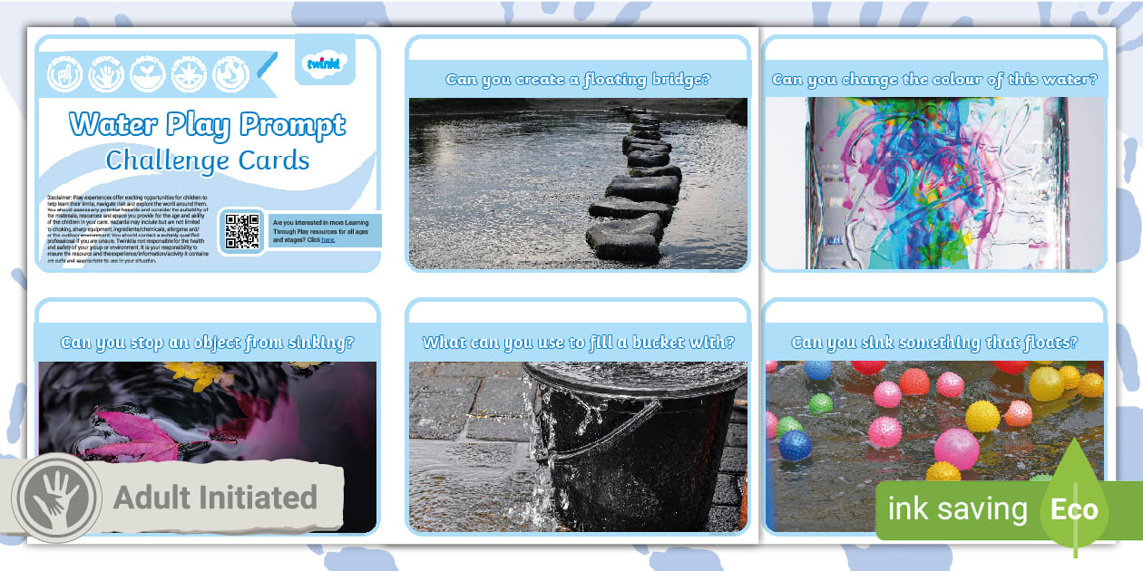Water Play Prompt Challenge Cards (teacher made) - Twinkl
