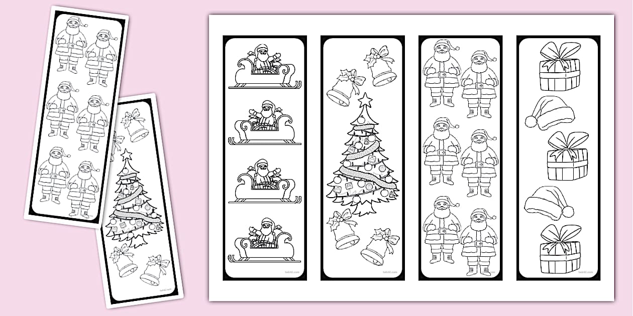 Christmas Colouring Bookmarks - Twinkl Bookmarks - Twinkl