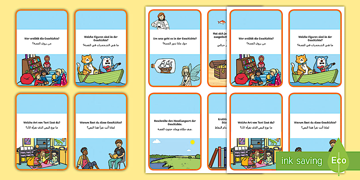 Deustch-Arabisches Leseverstehen : DIN A4 Karteikarten