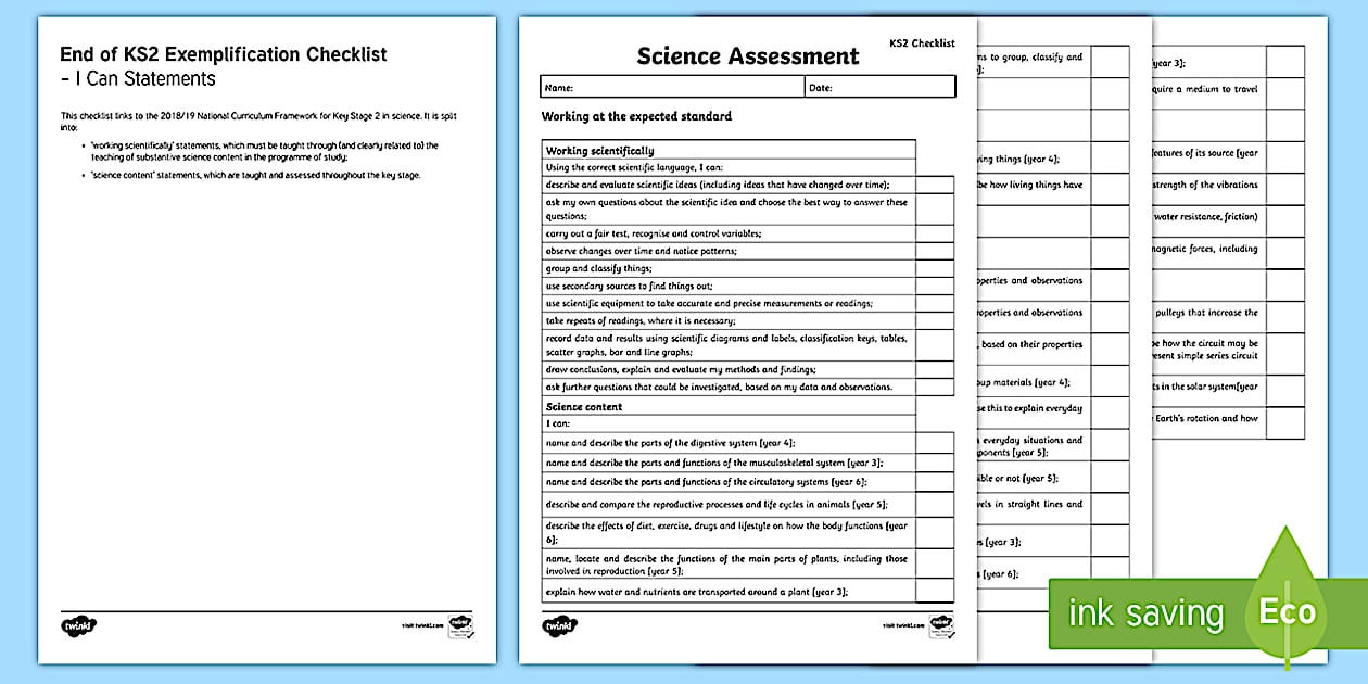 Editable End of KS2 Science Expectations Child-Friendly Version Interim