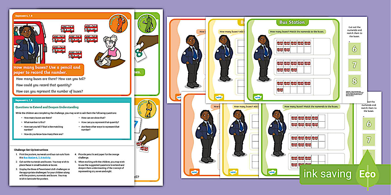 👉 EYFS Maths: Represent 6, 7, 8 Chilli Challenge: Bus Station