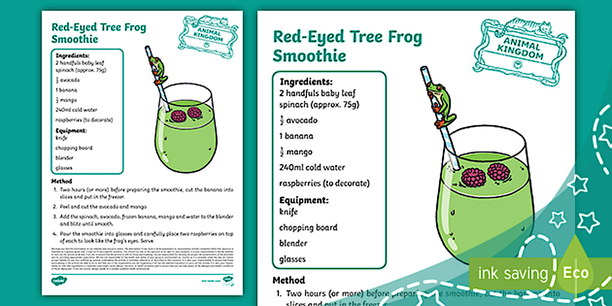 Red-Eyed Tree Frog Smoothie Recipe (teacher made) - Twinkl