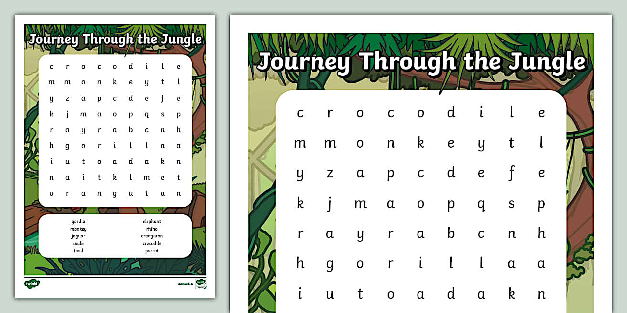 Jungle Journey Word Search (teacher made) - Twinkl