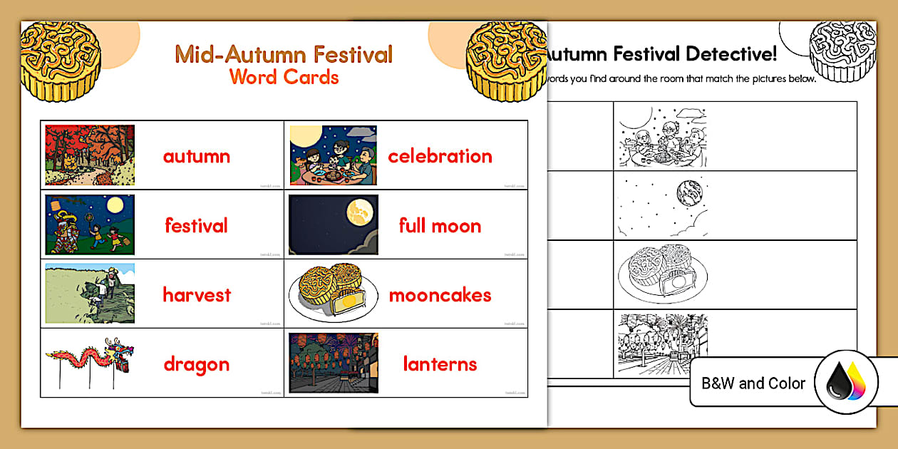 Mid-Autumn Festival Read and Write the Room Worksheet