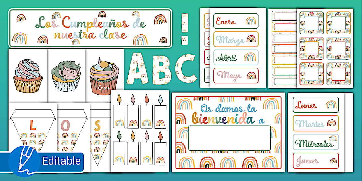 Pack de exposición: Nuestra clase - Arcoíris - Twinkl