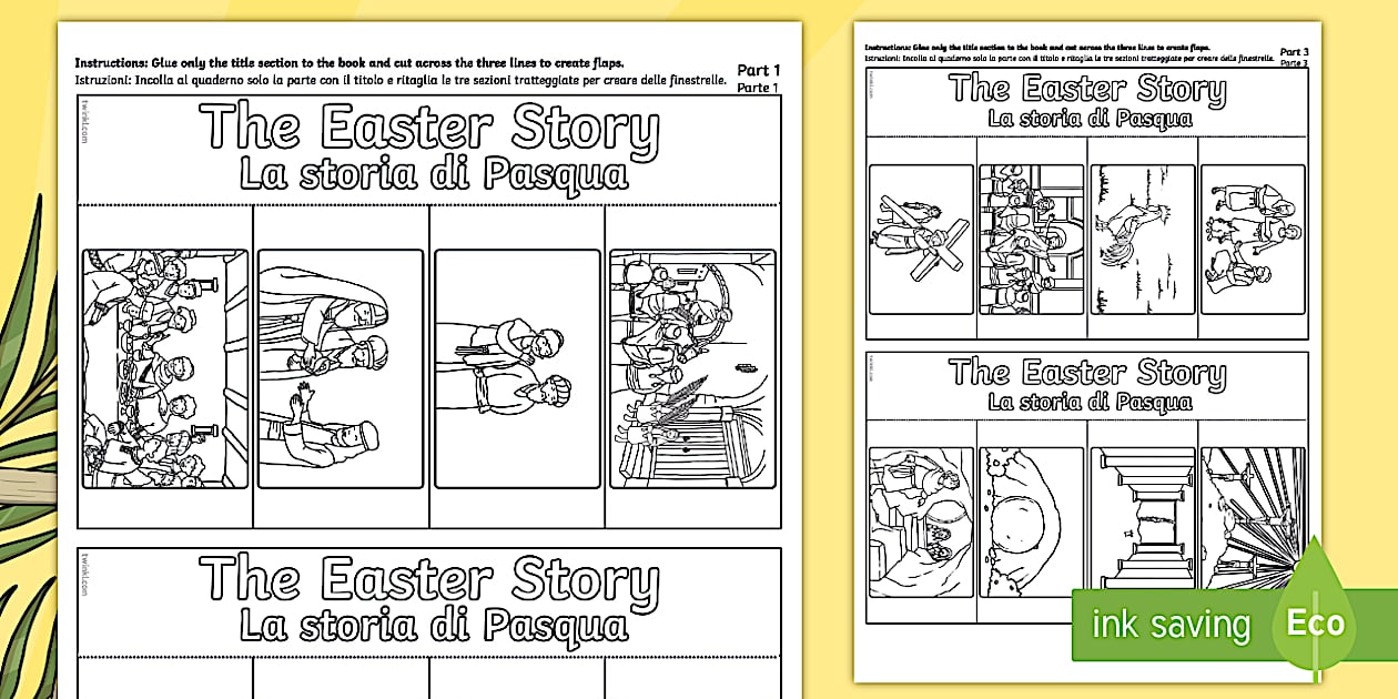 Easter Story Writing Flap Book English/Italian - Easter Story Writing Flap