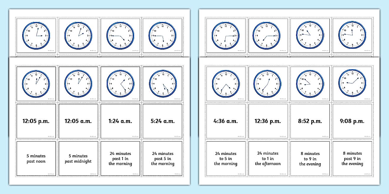 👉 Time Matching Game: a.m. and p.m. (teacher made)
