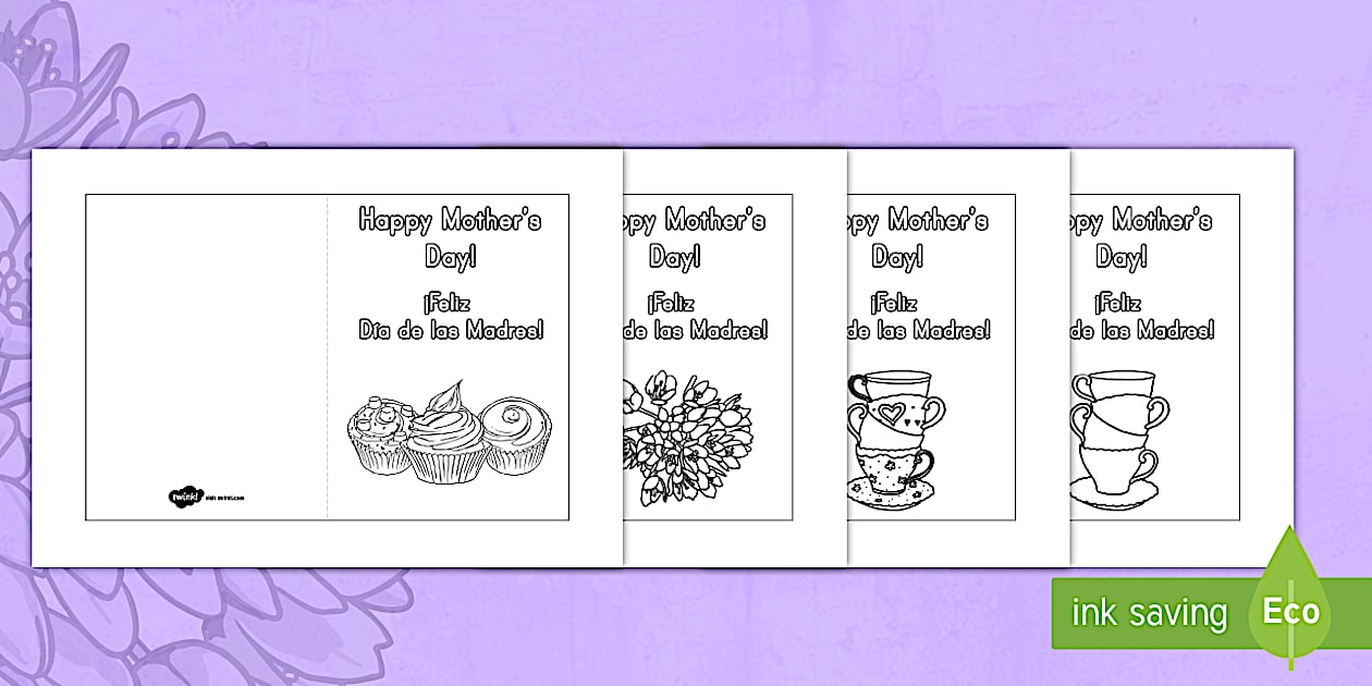 Mother's Day Card Templates (Coloring) English/Spanish - Mother\'s Day Card