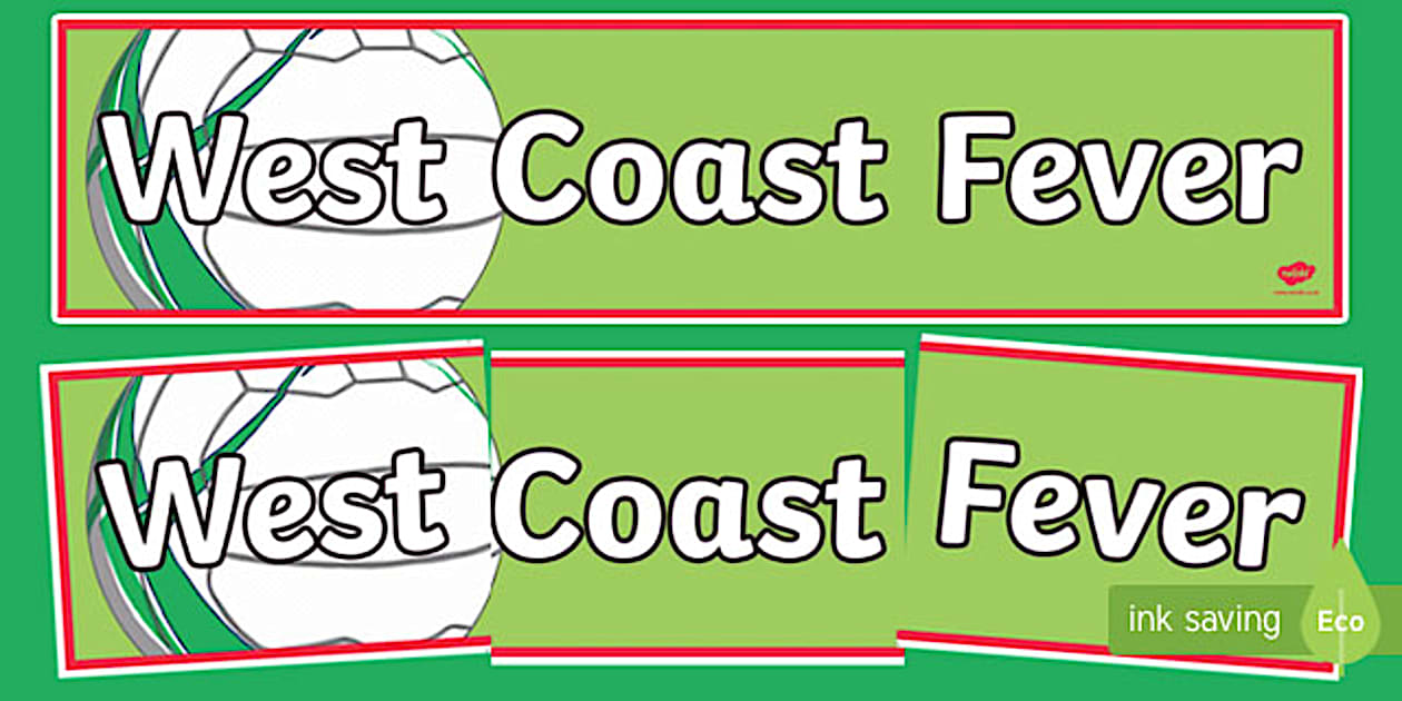 Cursive West Coast Fever Netball Display Banner Australian