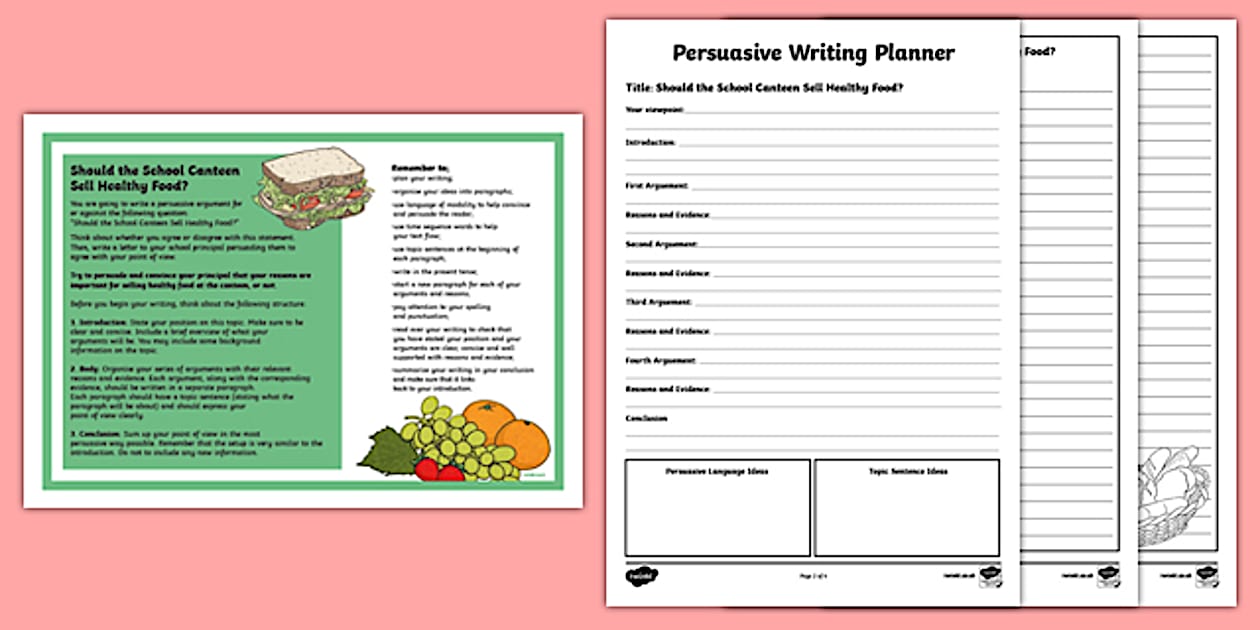 Year 5 Should the School Canteen Sell Healthy Food? Persuasive Writing