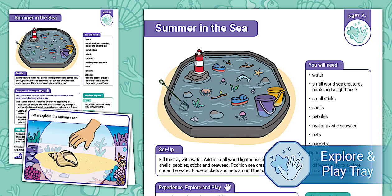 Age 3-5 Explore & Play Tray: Summer in the Sea | Twinkl