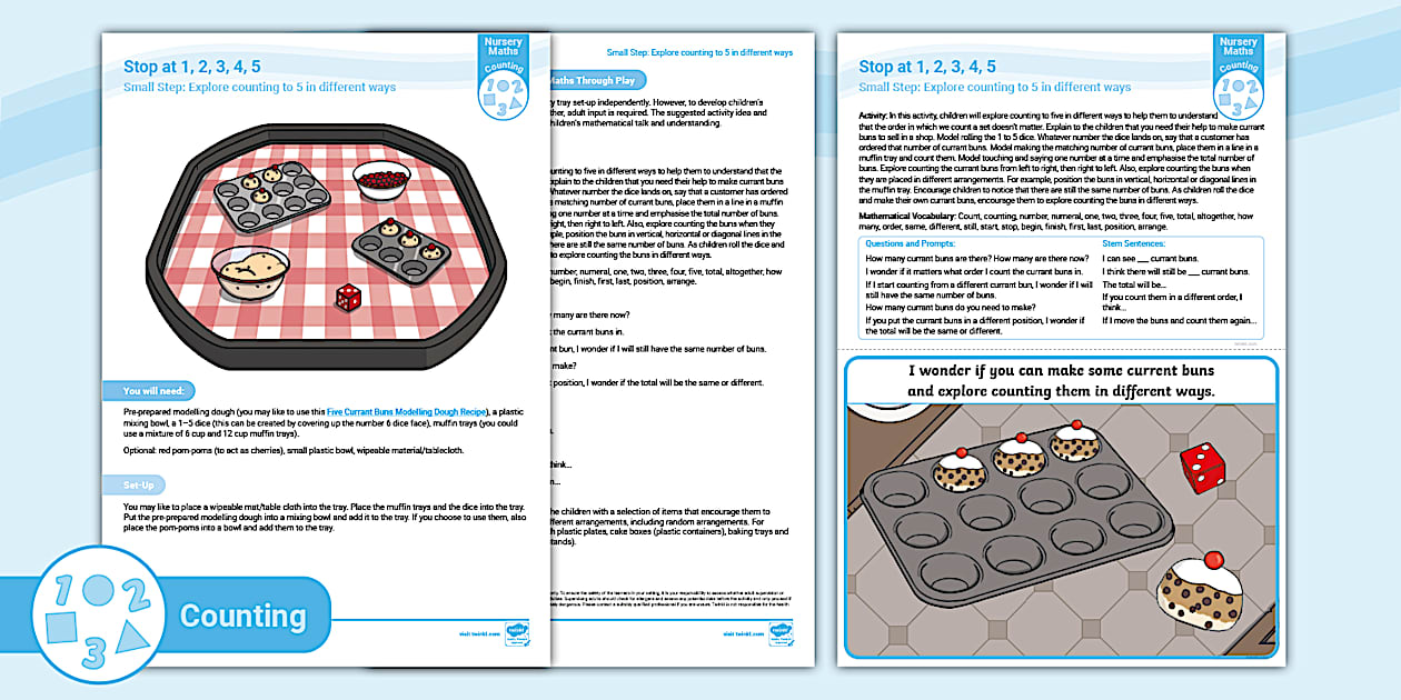 EYFS Nursery Maths Counting: Stop at 1, 2, 3, 4, 5 Activity
