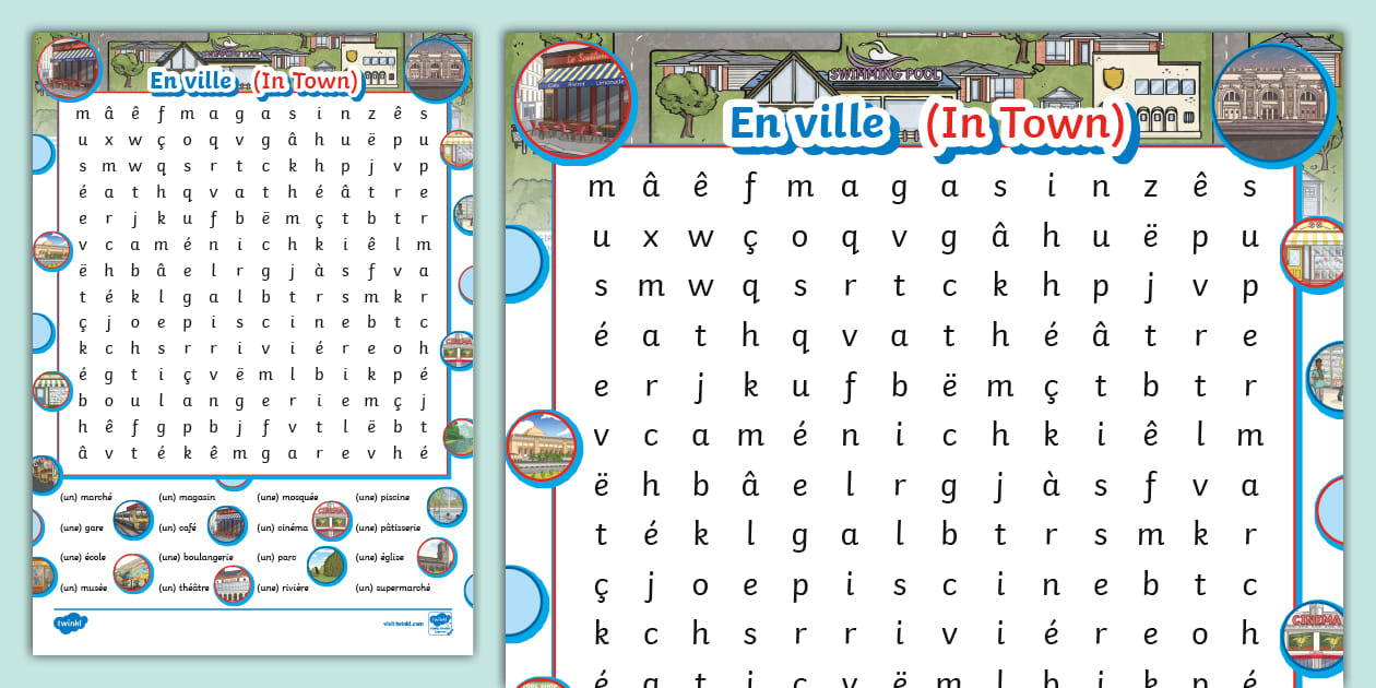 👉 French: Places in Town Word Search - French - KS2 - Twinkl