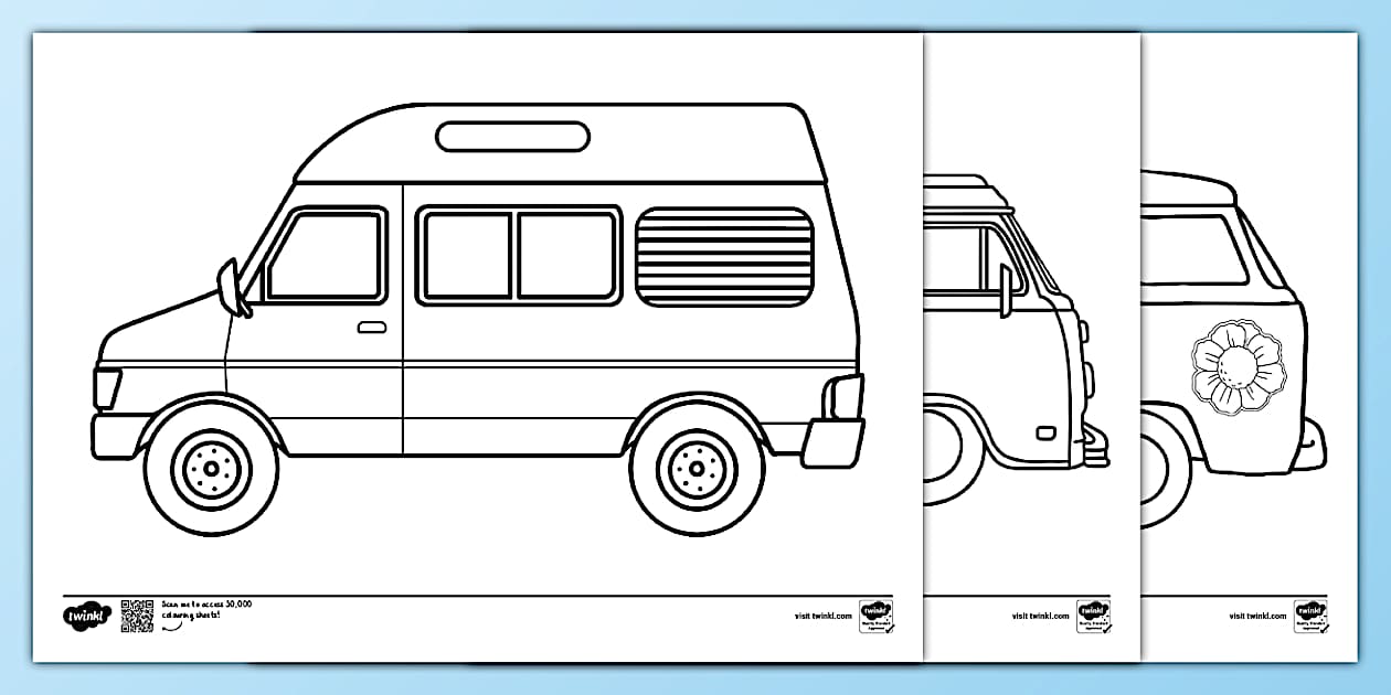 Campervan Colouring Sheets (teacher made) - Twinkl